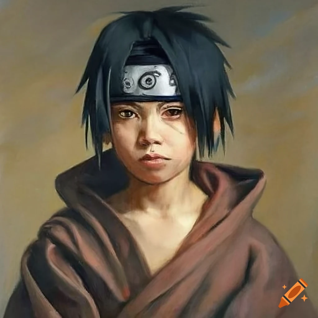 Oil painting portrait of sasuke uchiha