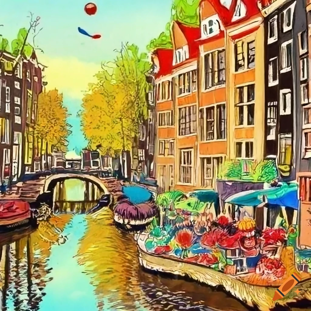 Funny illustration of the Bloemgracht in Amsterdam on Craiyon
