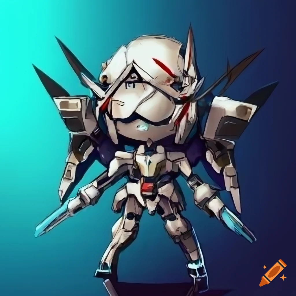 Chibi metallic robot samurai with a ghostly female vocaloid on Craiyon