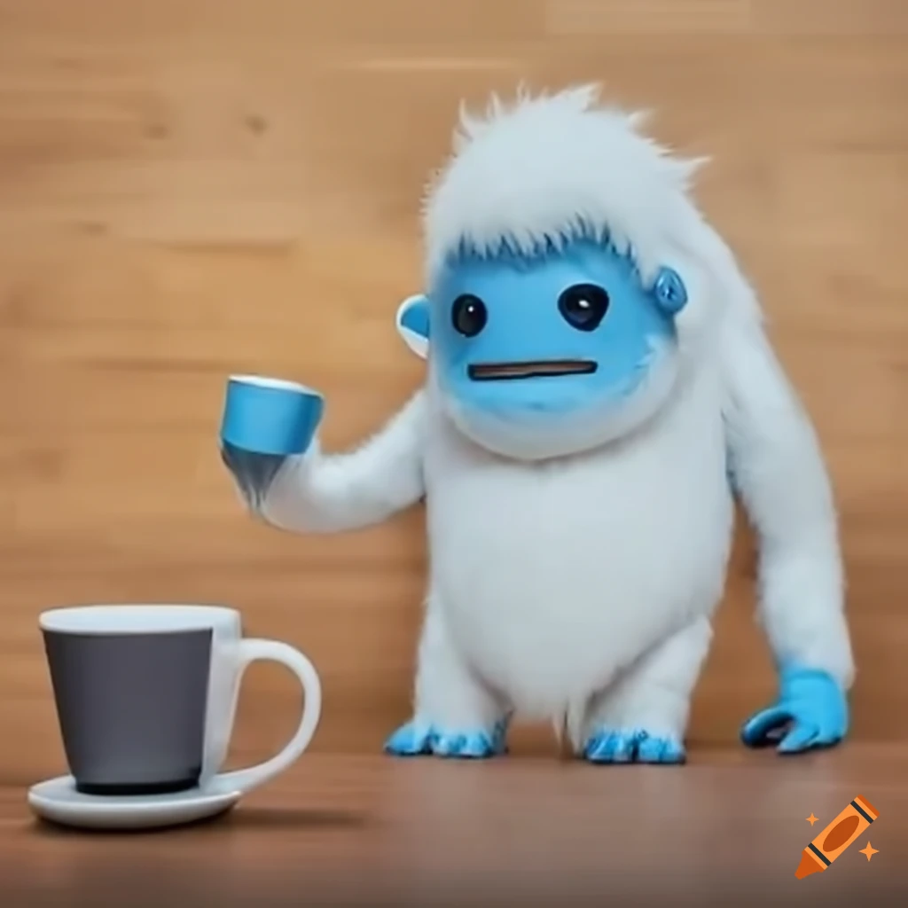 Office desk with a yeti working on Craiyon