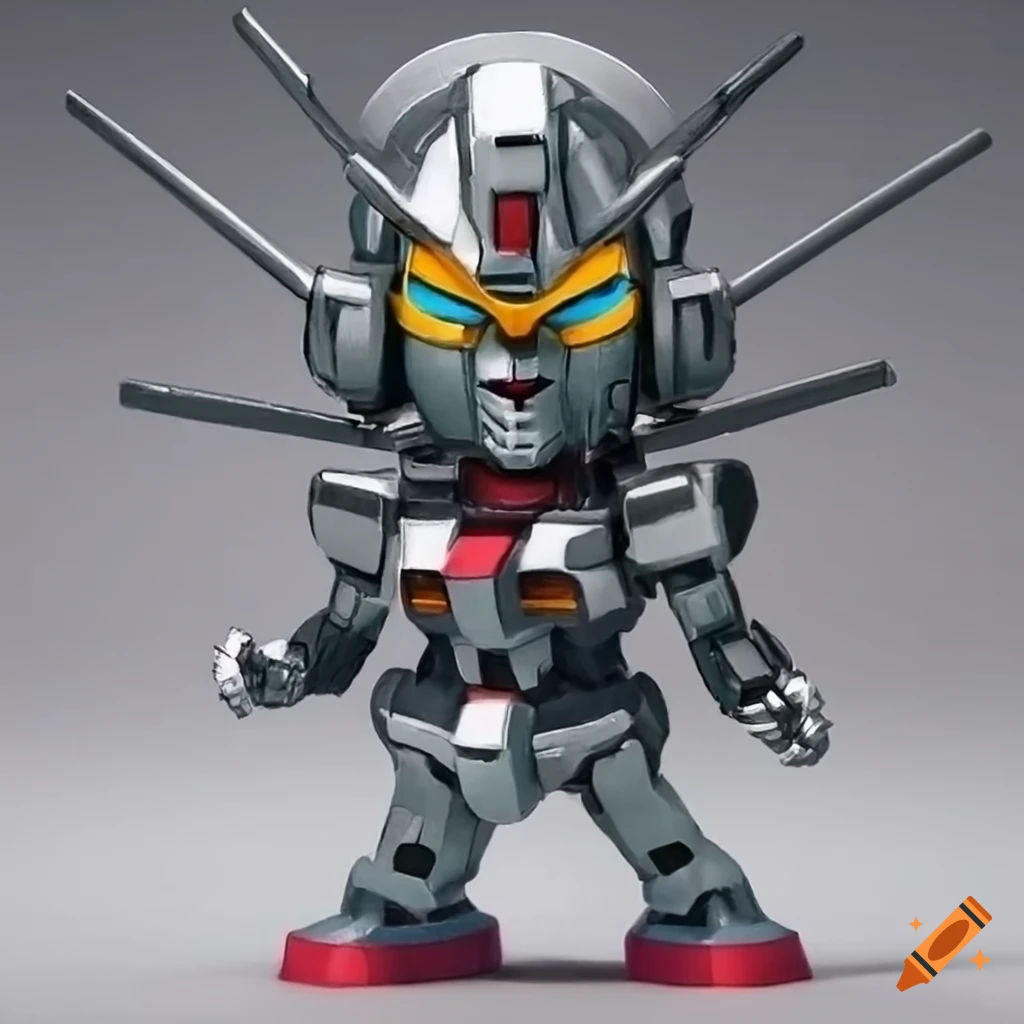 Chibi gundam robot with googly eyes on Craiyon