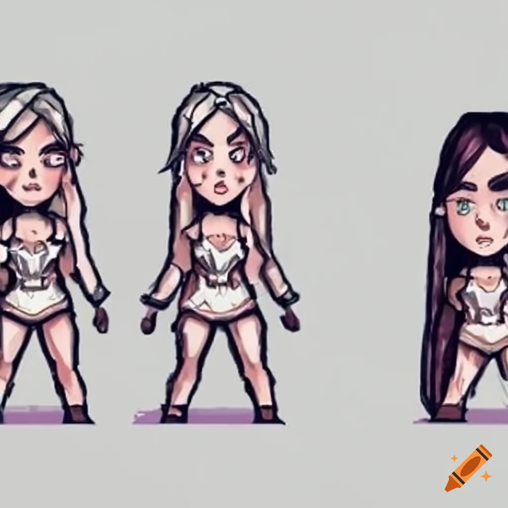 2D sprite of a female character on Craiyon