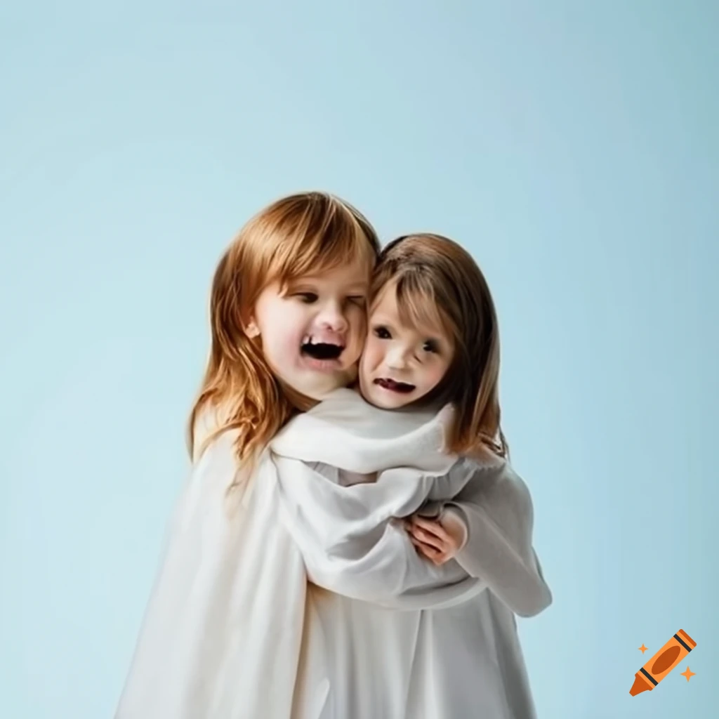 Group of children in white cloaks on Craiyon
