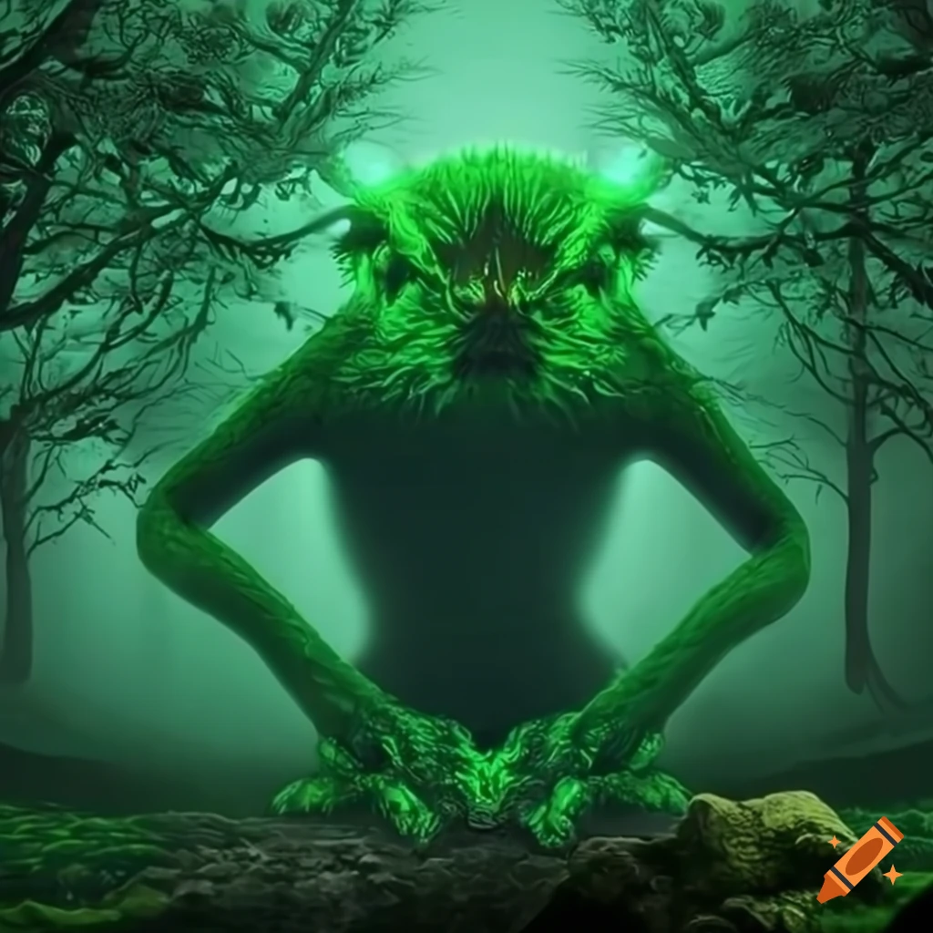 Wallpaper of a glowing creature in a dark forest on Craiyon