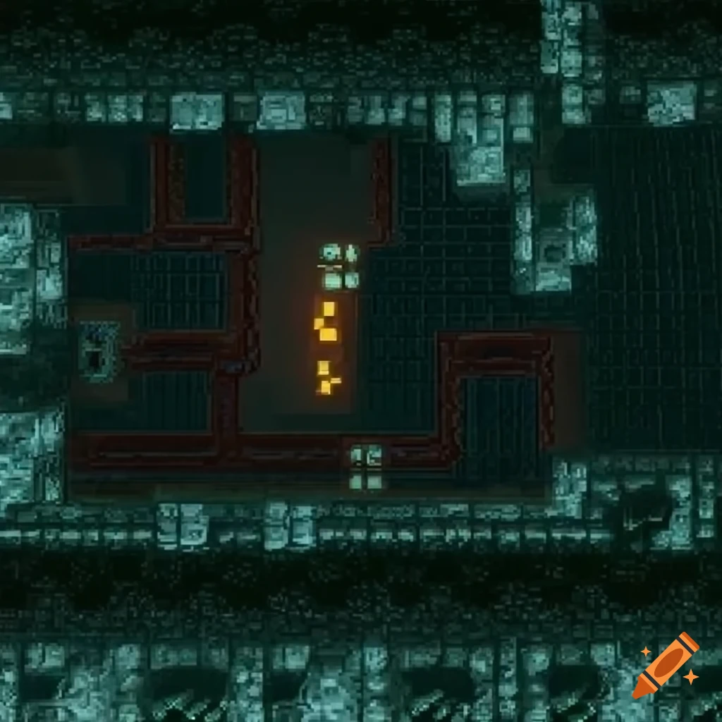 Bright light source illuminating Tourian tiles in Super Metroid on Craiyon