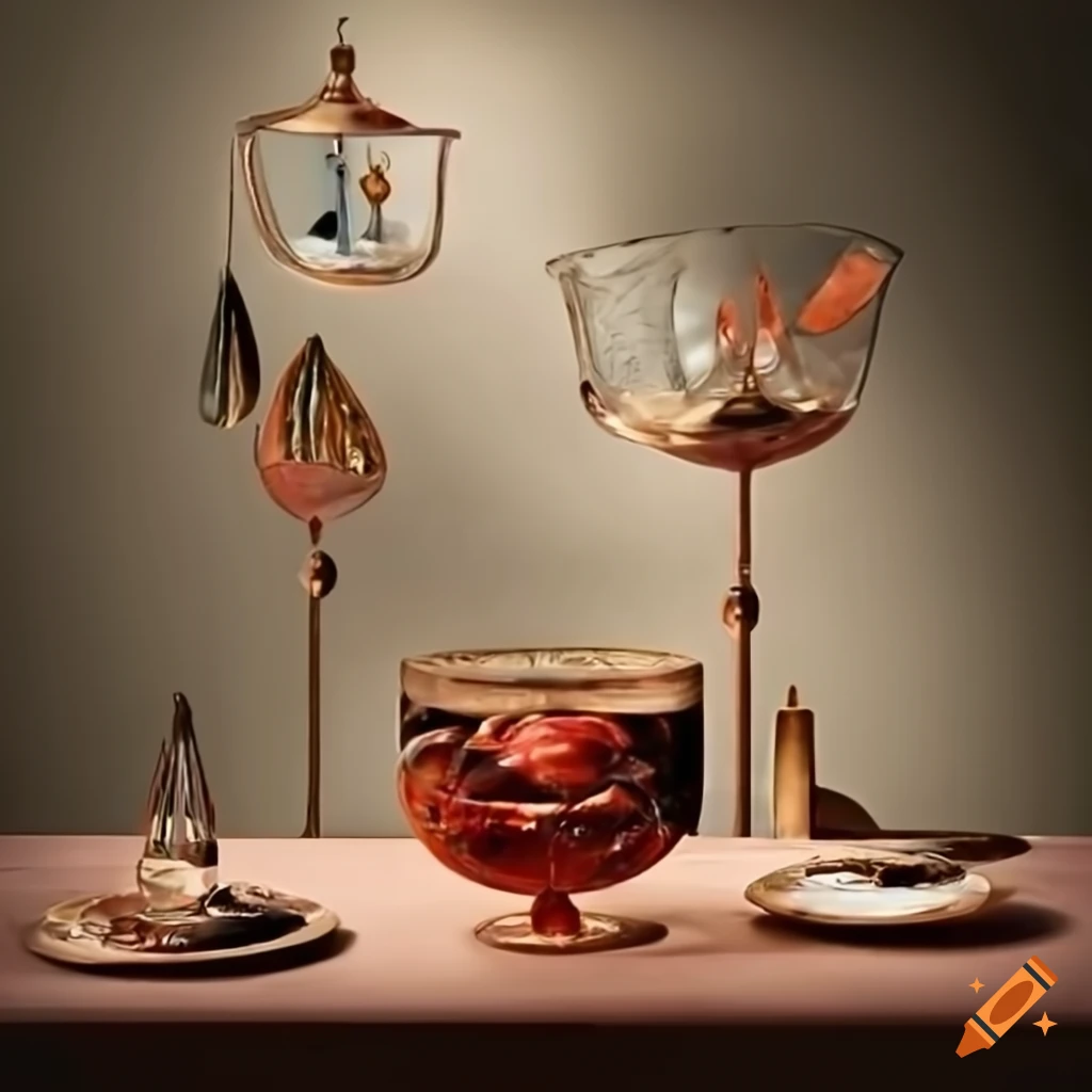 Surrealist pastries on a table with complex designs on Craiyon