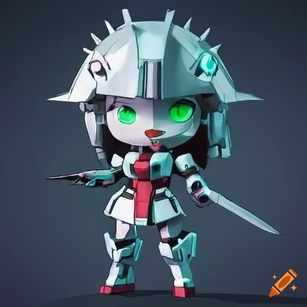 Chibi robot samurai in metallic armor on Craiyon