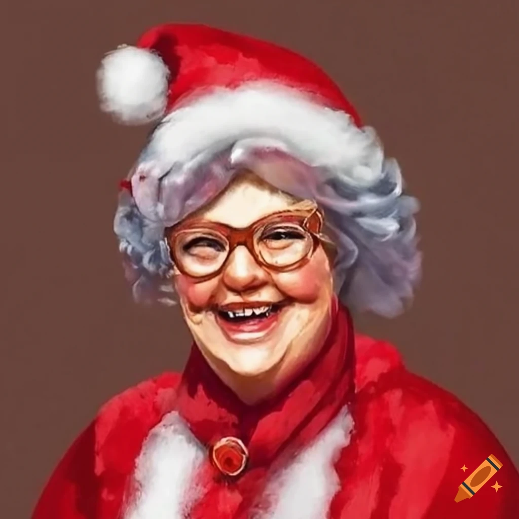Color sketch of mrs. claus smiling