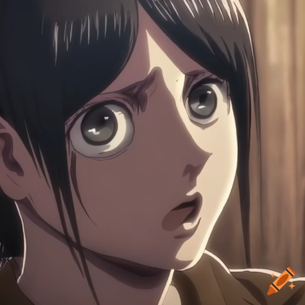 Screencap of a female character in attack on titan on Craiyon