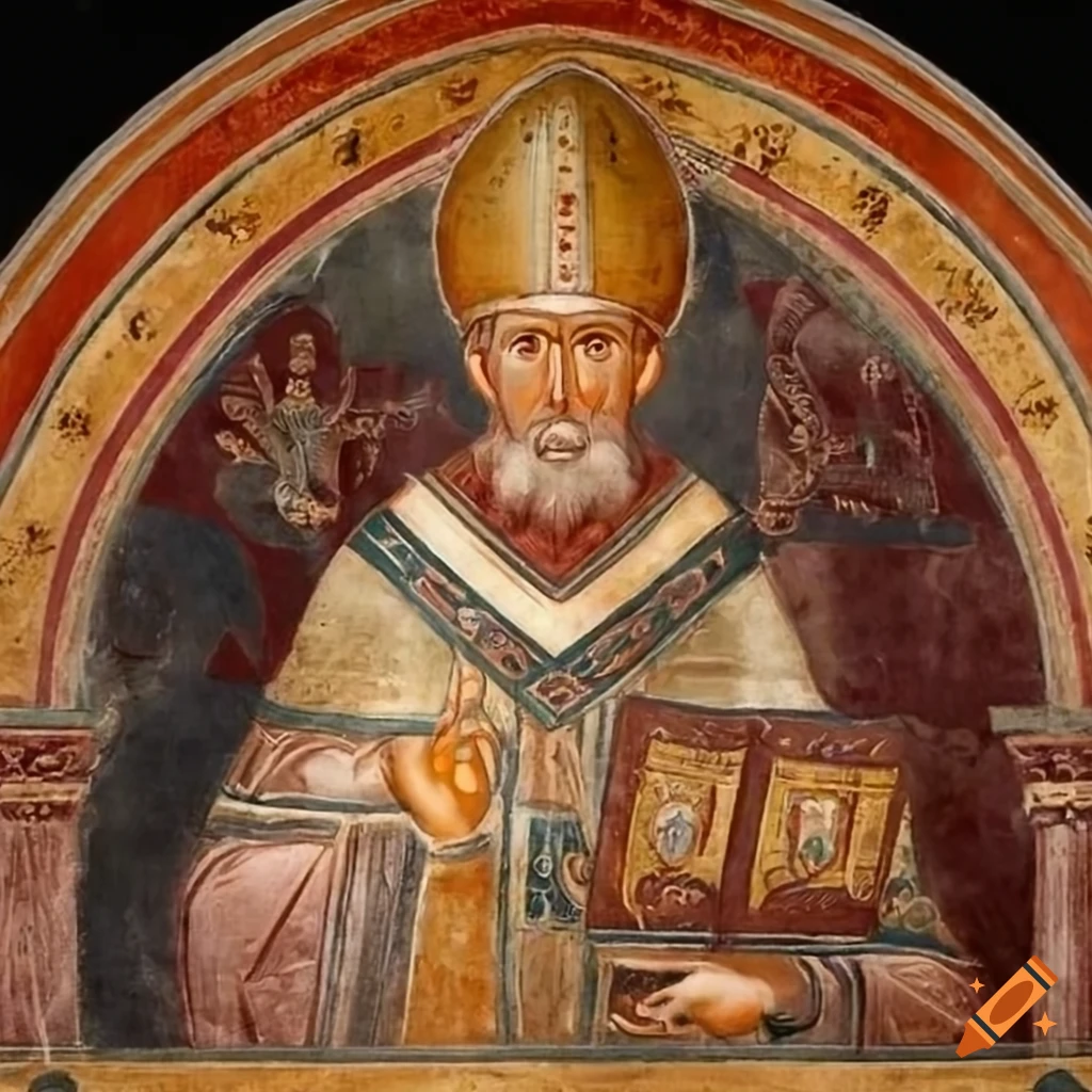 Fresco of pope st. gregory the great writing on Craiyon