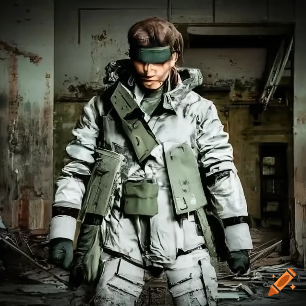 Person wearing a realistic solid snake stealth suit on Craiyon