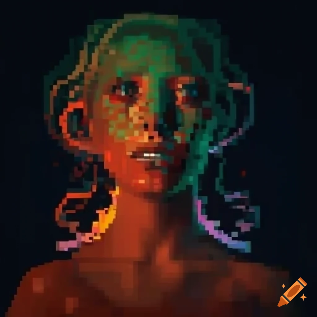 Pixelated silhouette portrait painting in picasso style on Craiyon