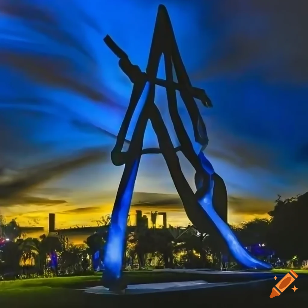 Illuminated blue sculpture at night in Sao Paulo on Craiyon