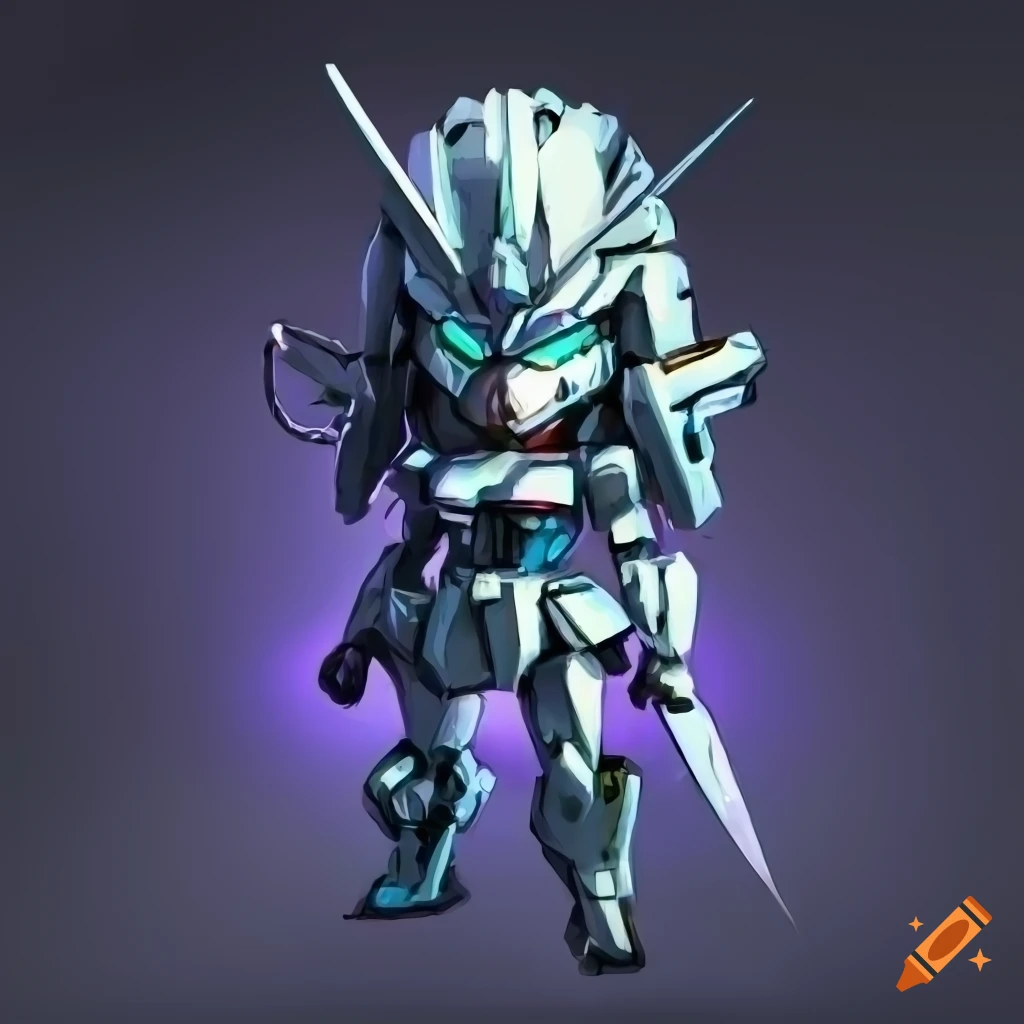 Chibi gundam robot with metallic armor on Craiyon