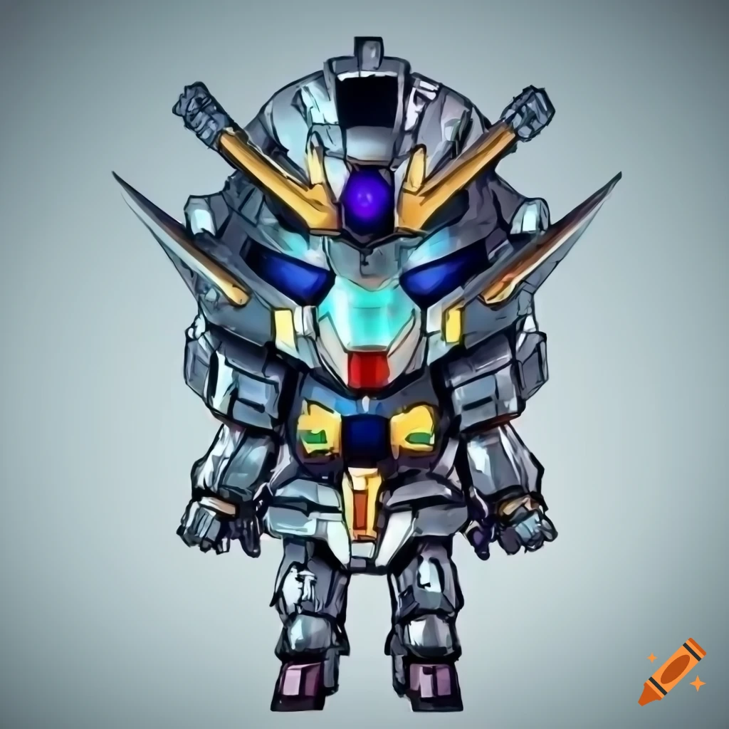 Chibi gundam robot in samurai armor