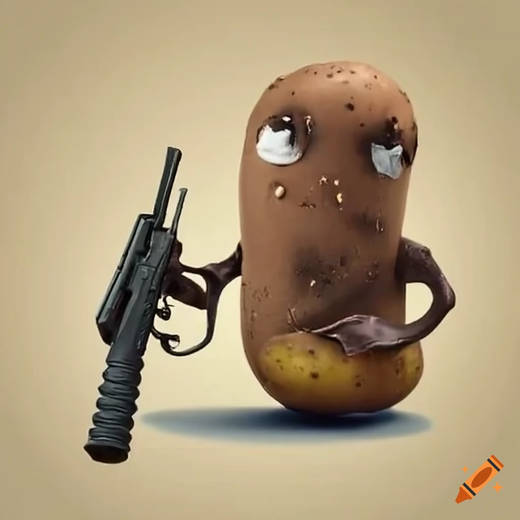 Potato with a potato gun on Craiyon