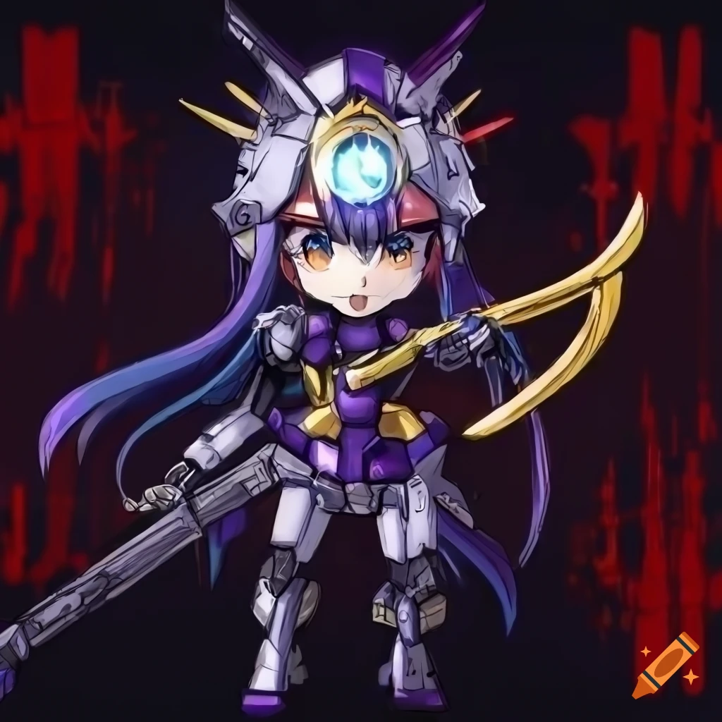 Chibi-style robot with samurai armor on Craiyon