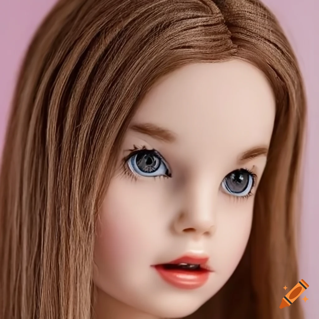 Portrait of a woman resembling an american girl doll