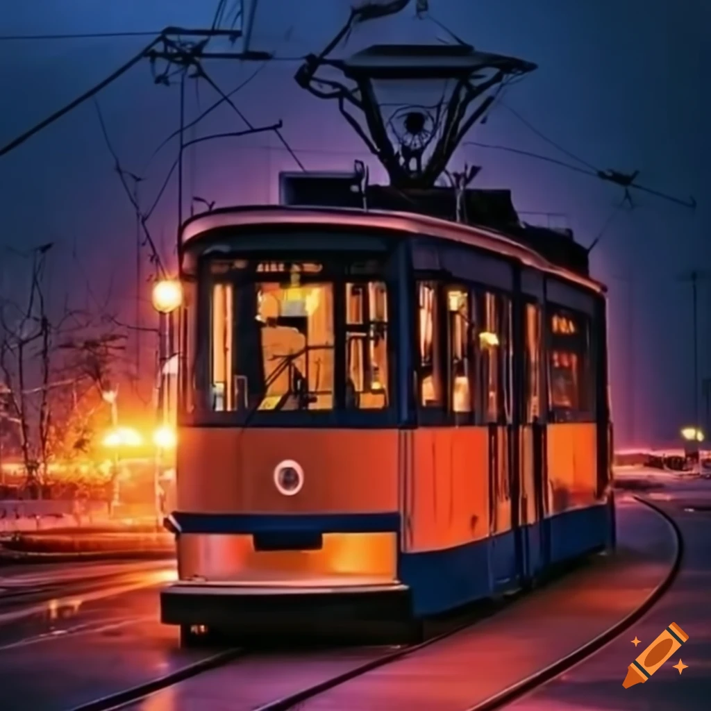 Classic viennese e1 tram driving on the streets of vienna on Craiyon