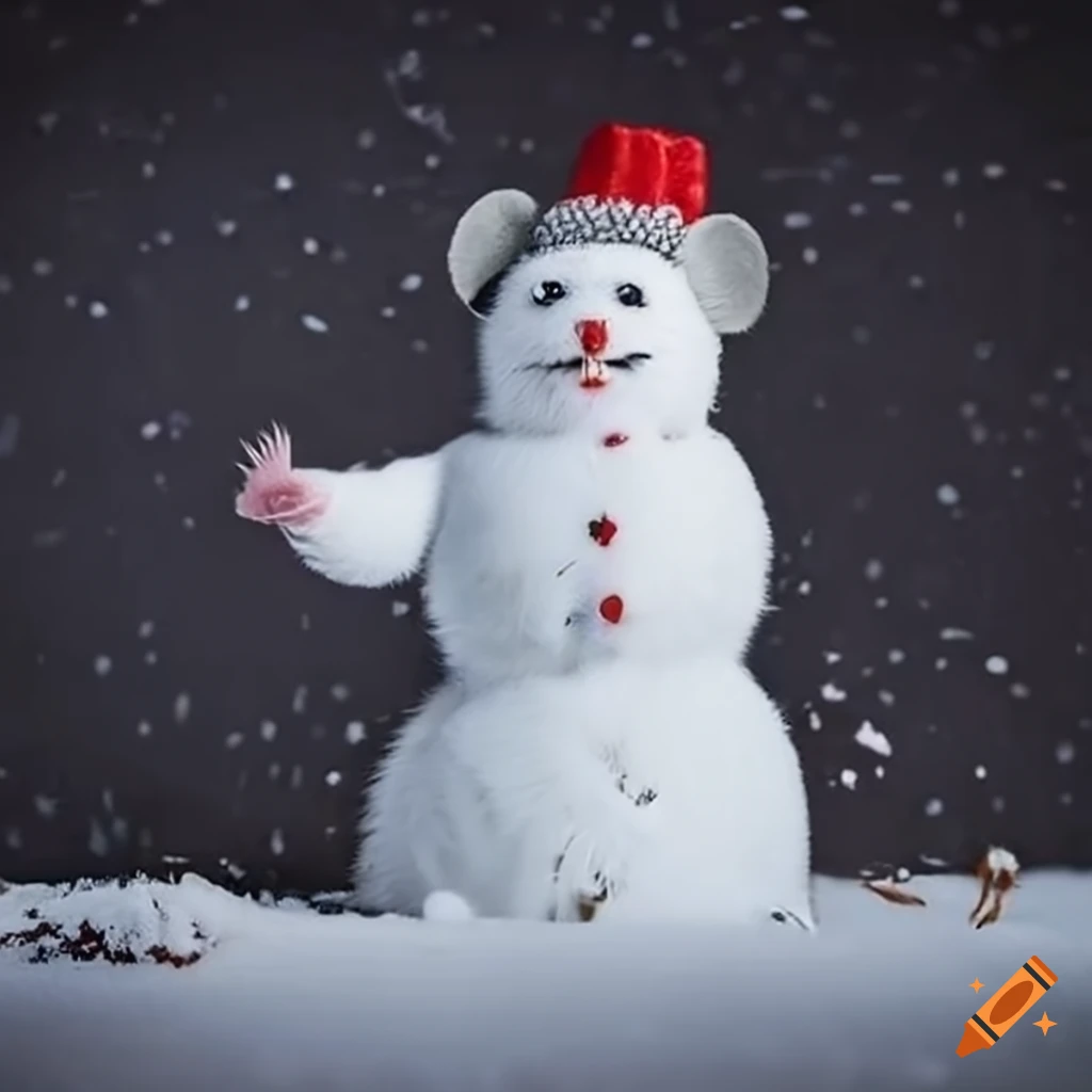 Cute mouse in winter on Craiyon