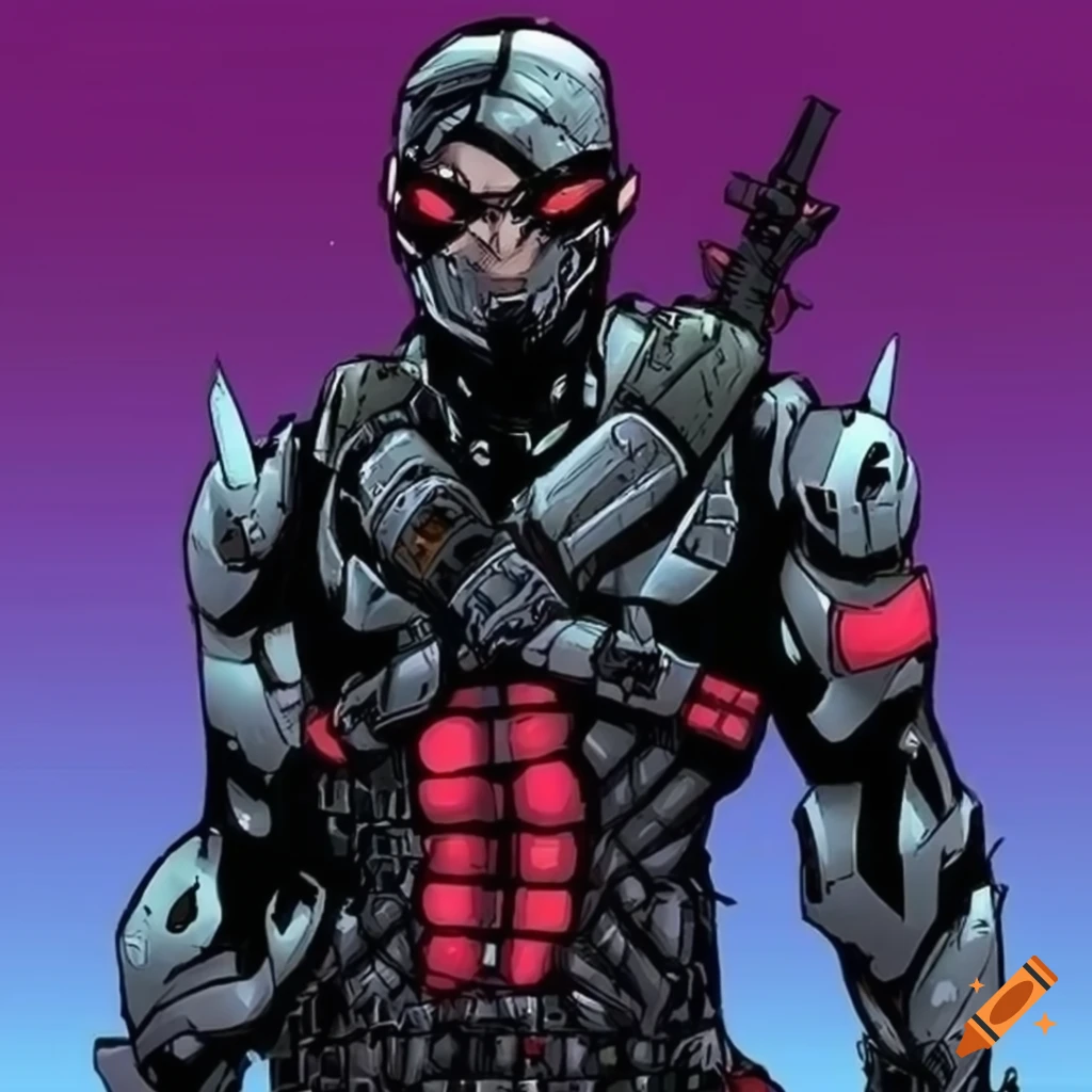 Comic style cyborg ninja