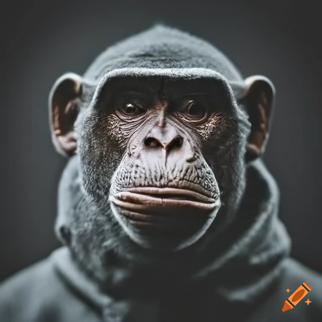 Ape wearing a hoody