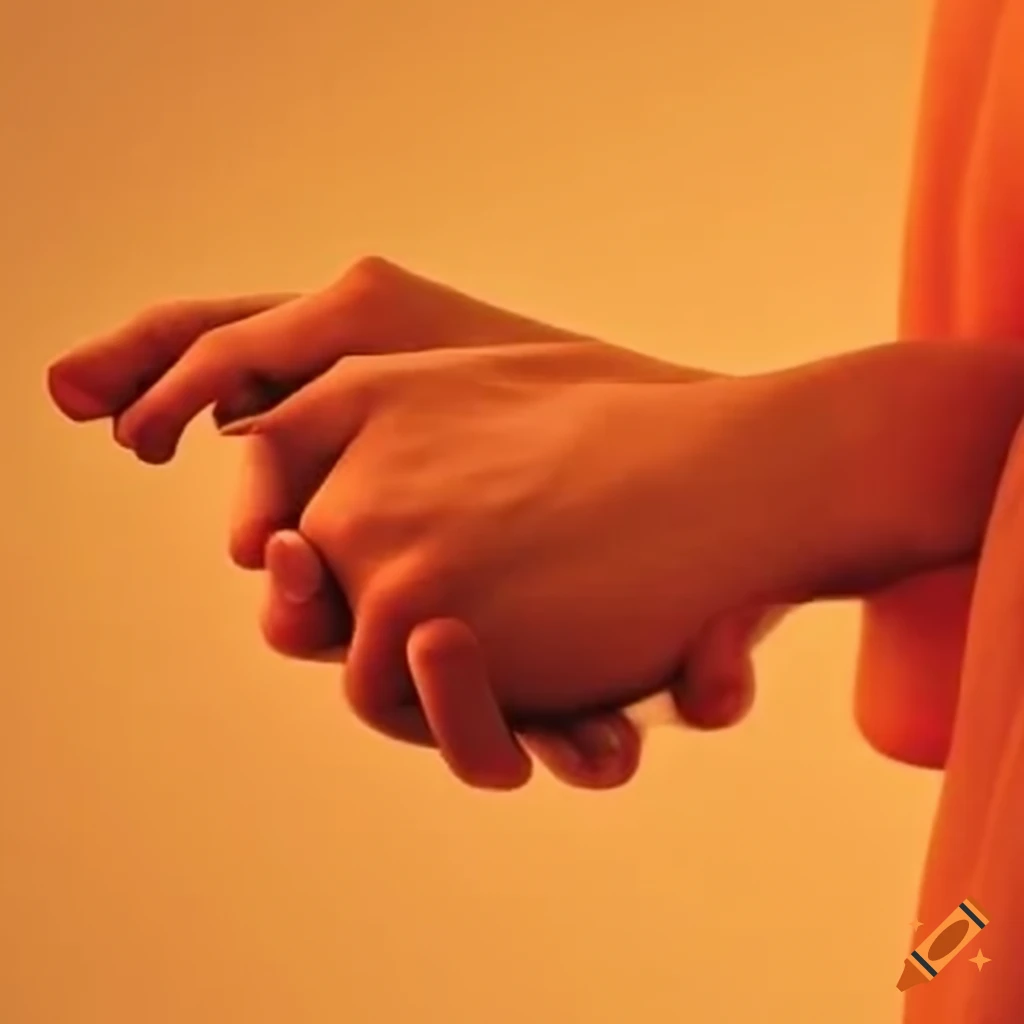 Hands held in front of a white wall on Craiyon
