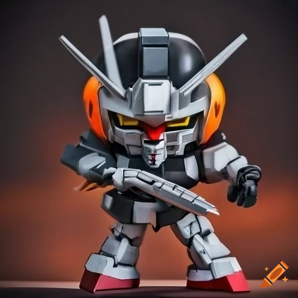 Chibi metallic robot samurai with googly eyes on Craiyon