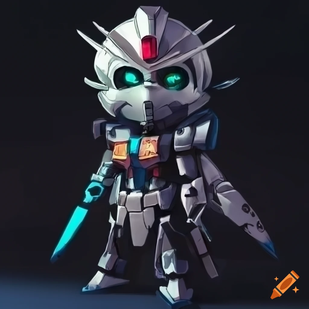 Chibi robot with black, orange, and white colors on Craiyon