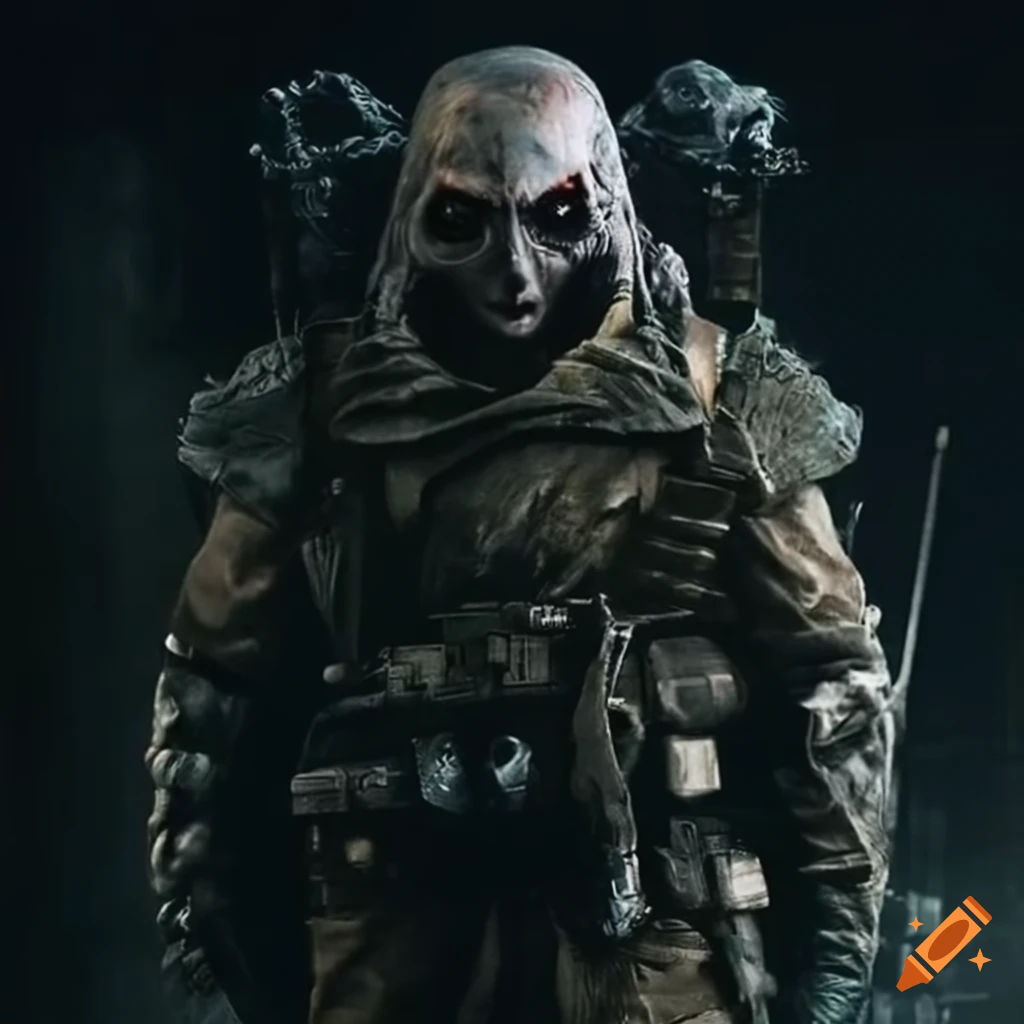 Post-apocalyptic biker in a men's fashion scene on Craiyon