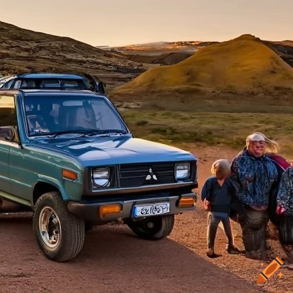 Mitsubishi suv conquering challenging terrains on Craiyon