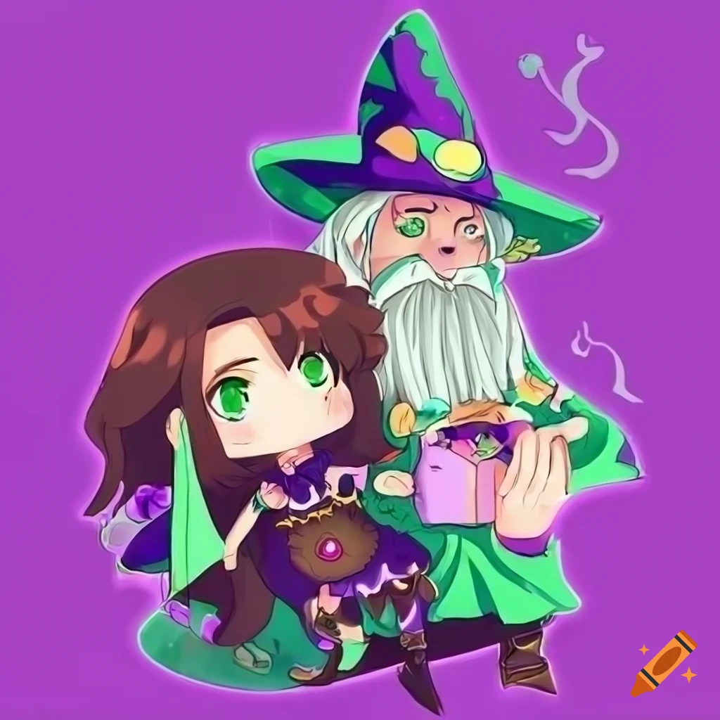 Anime illustration of a sorceress and a dj wizard on Craiyon