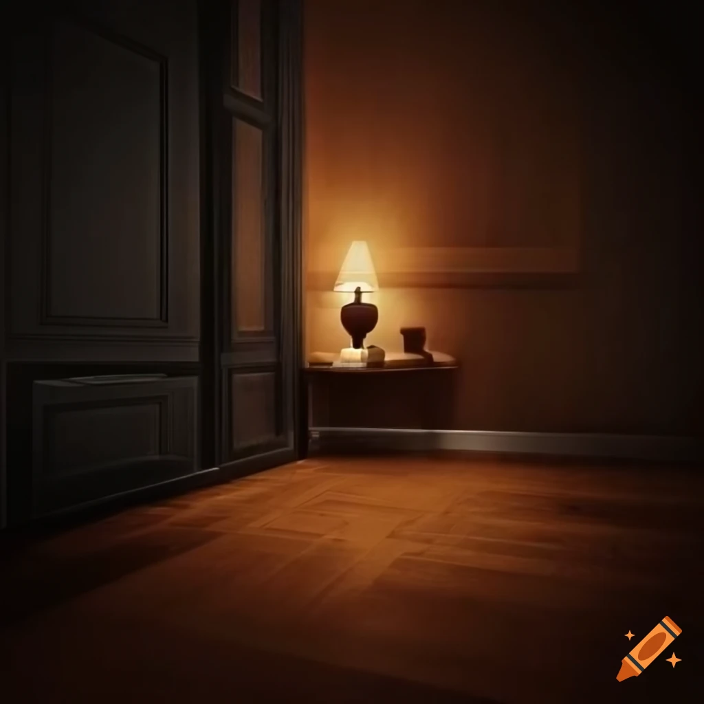 Corner of a living room with dim lighting on Craiyon