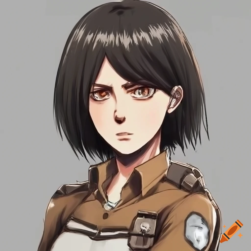 Image of a fearless female soldier in attack on titan on Craiyon