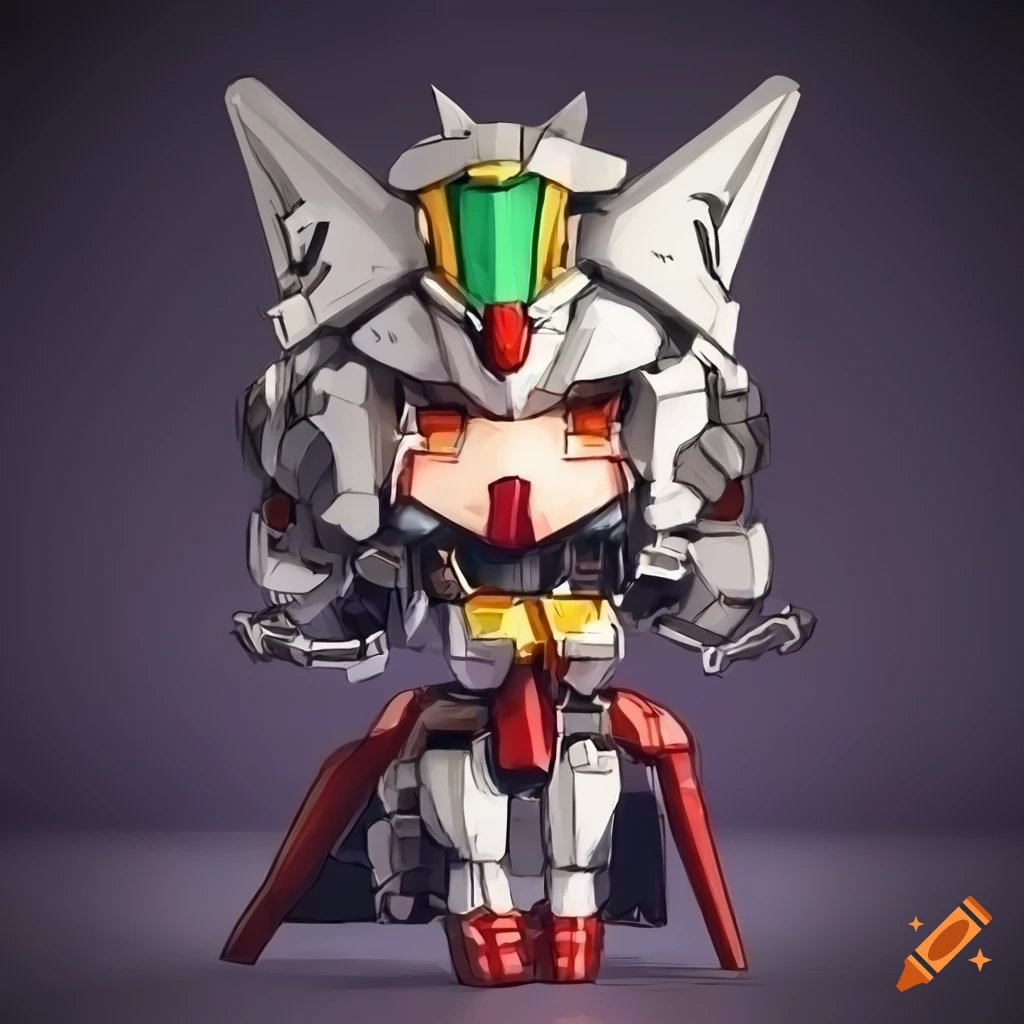 Chibi robot cat wearing metallic armor on Craiyon