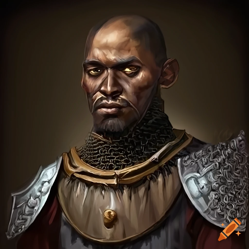 Fantasy artwork of a male warrior with shield and spear