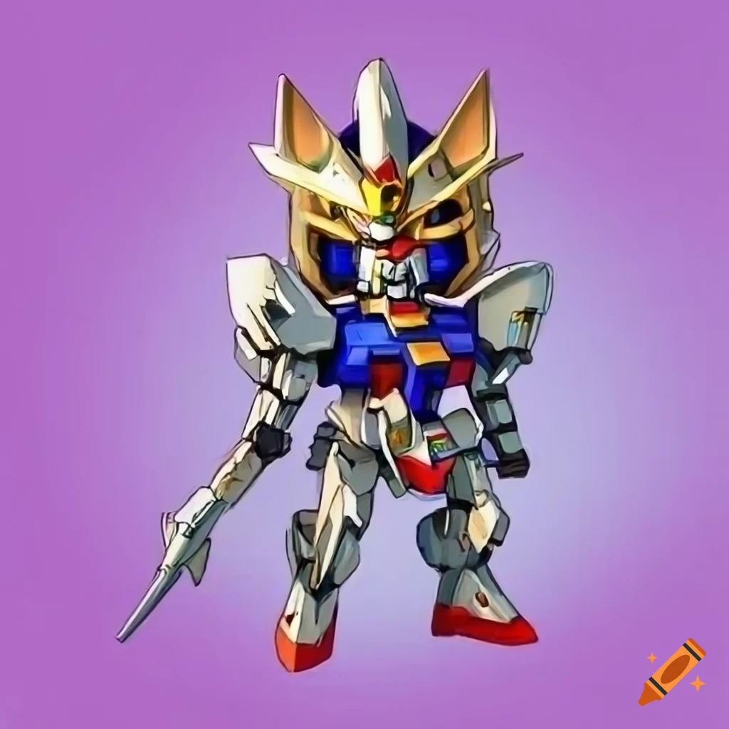 Chibi metallic gundam robot with armor on Craiyon