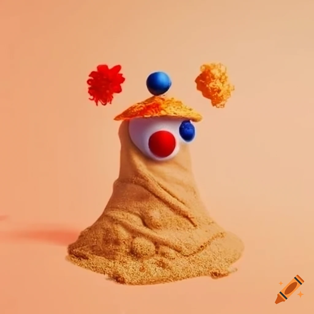 Clown performing with sand on Craiyon