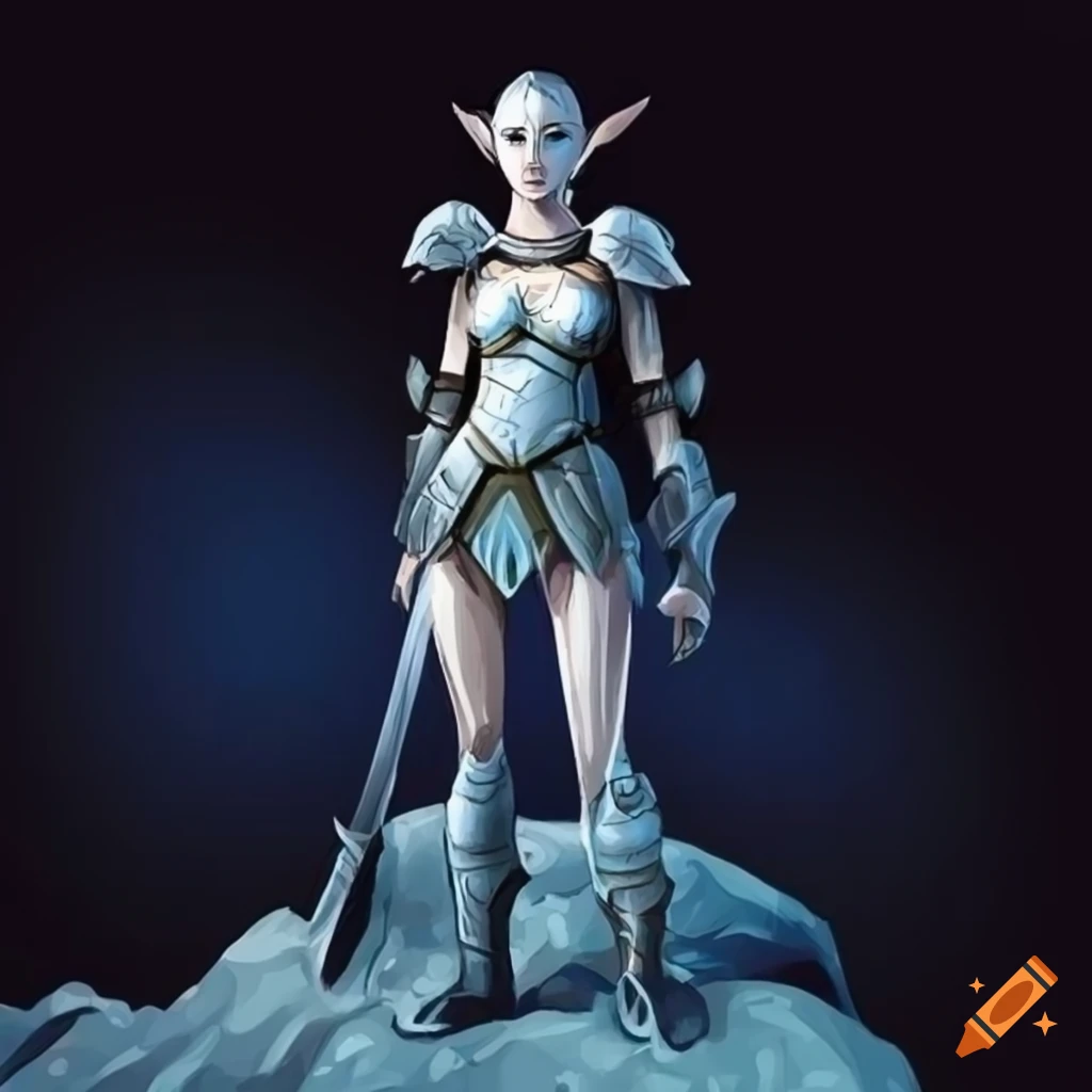 Ghostly shield-maiden in heavy armor on Craiyon