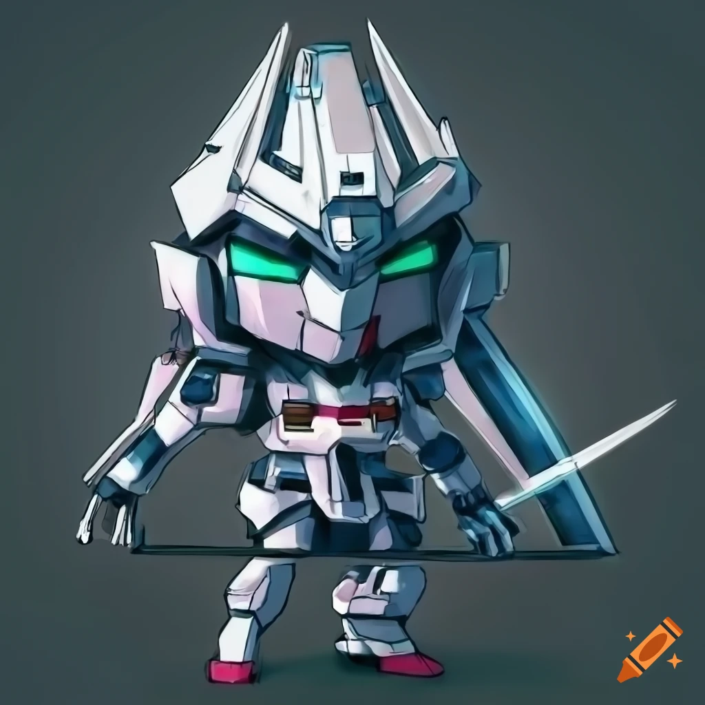 Metallic chibi robot in samurai armor on Craiyon