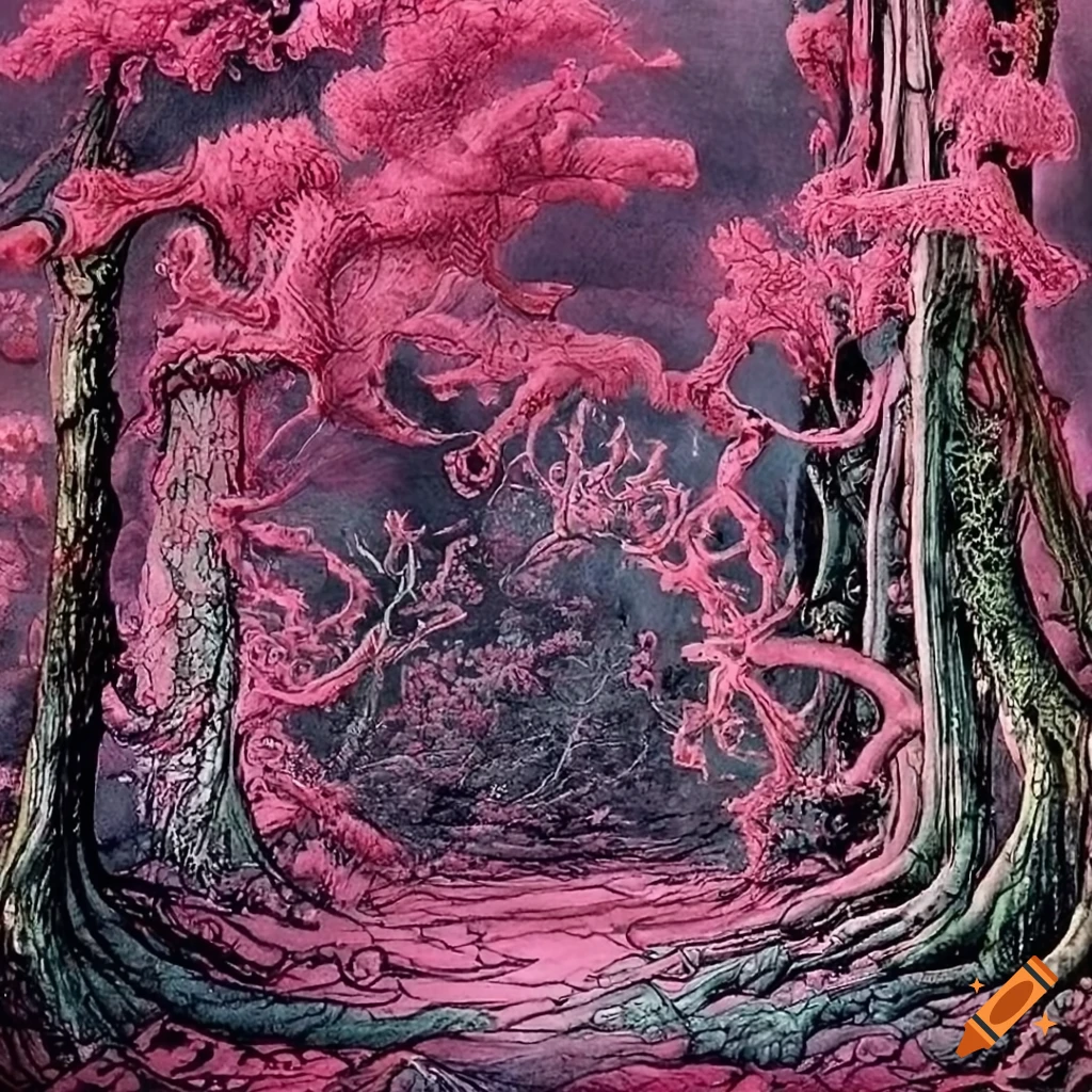 Rococo infrared forest art by Hans Haeckel on Craiyon