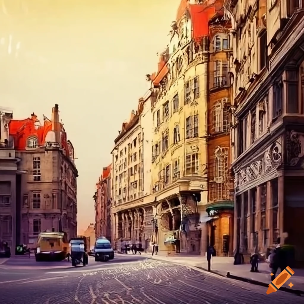 European-style city with white buildings on Craiyon