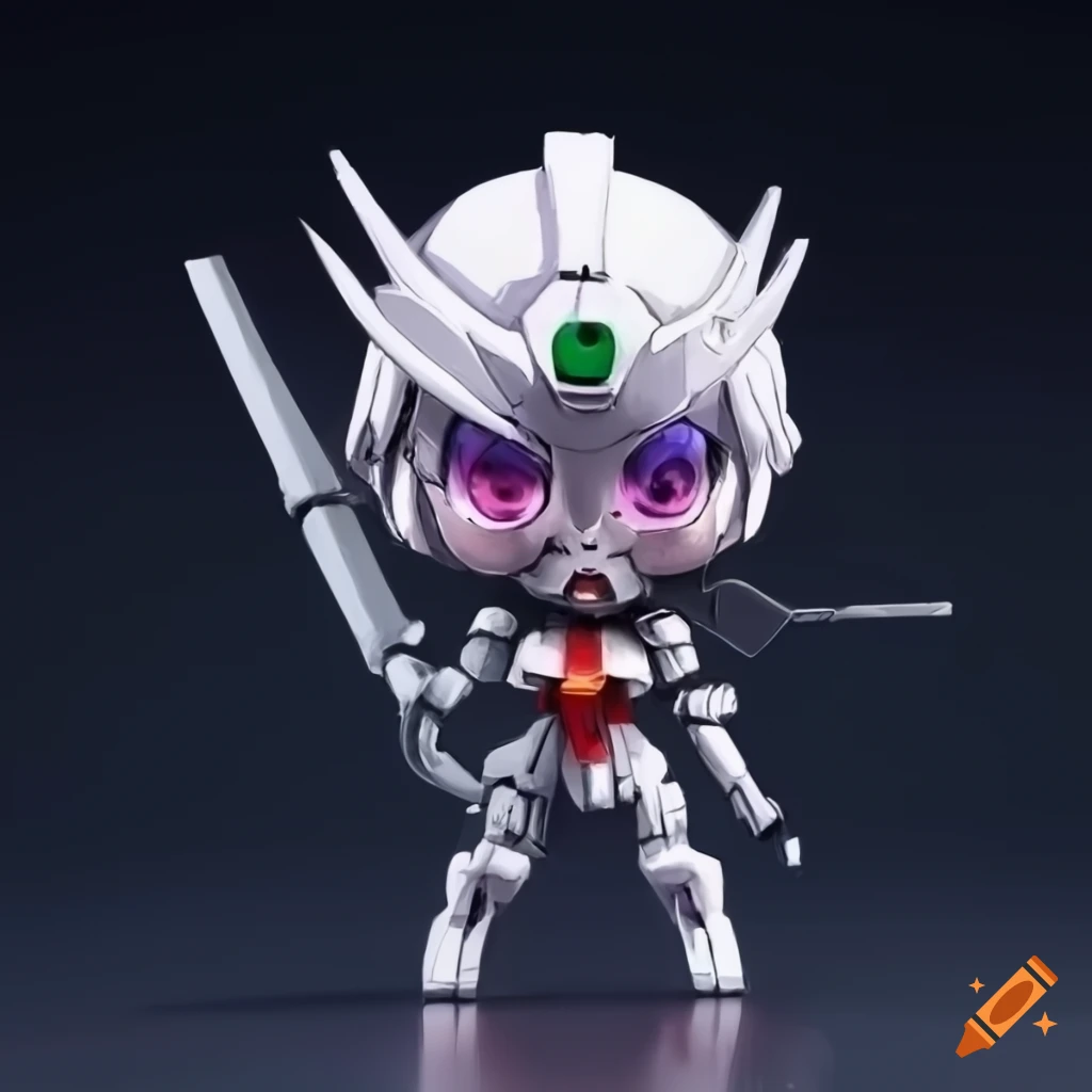 Metallic chibi gundam robot