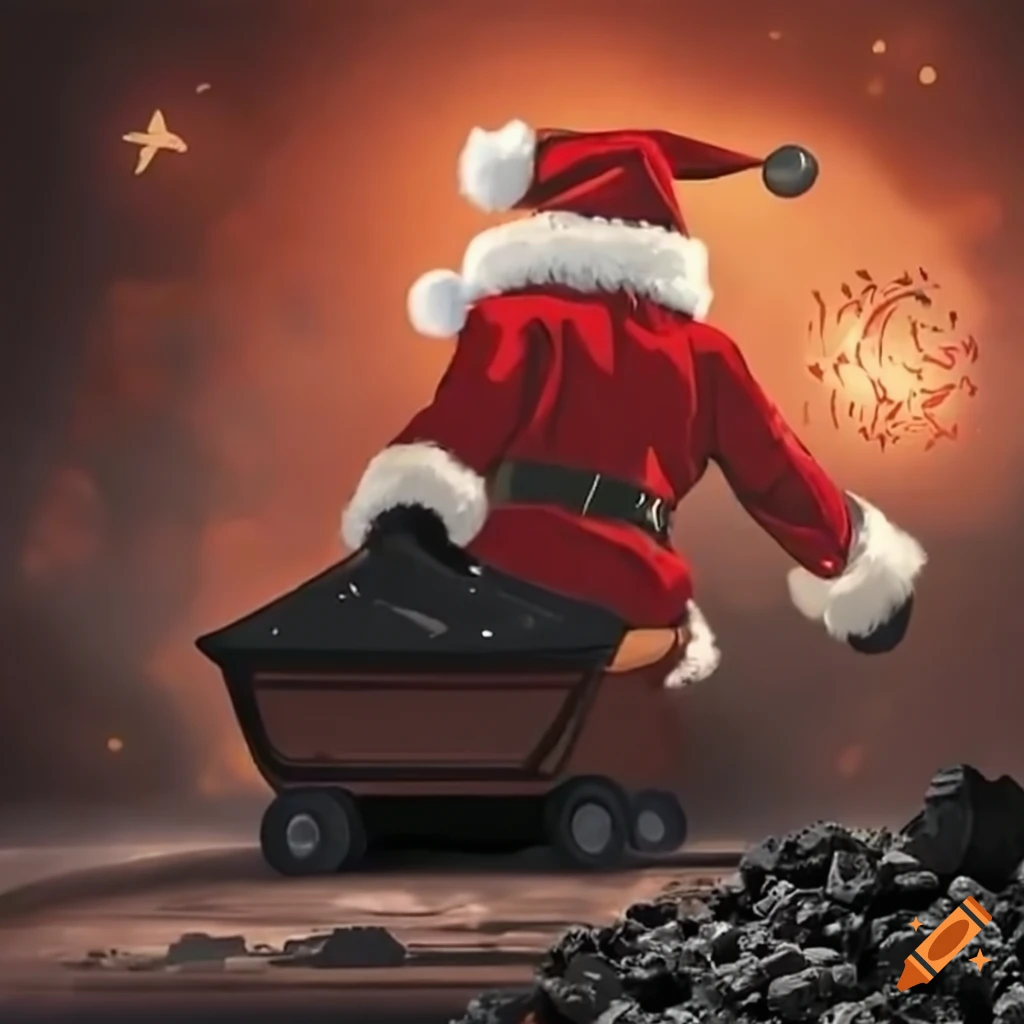 Funny image of santa claus driving a coal truck on Craiyon