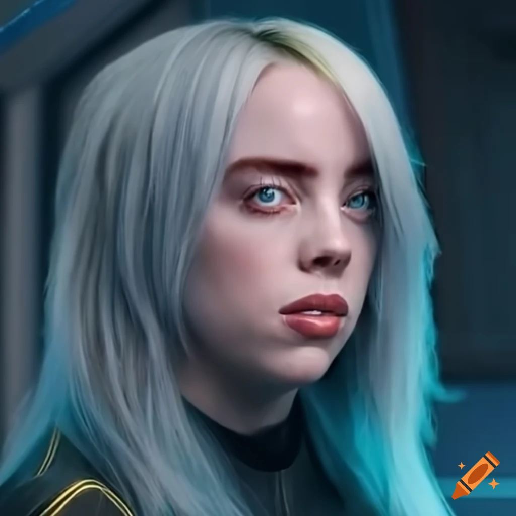 Billie Eilish as a character from Star Trek Discovery in space on Craiyon
