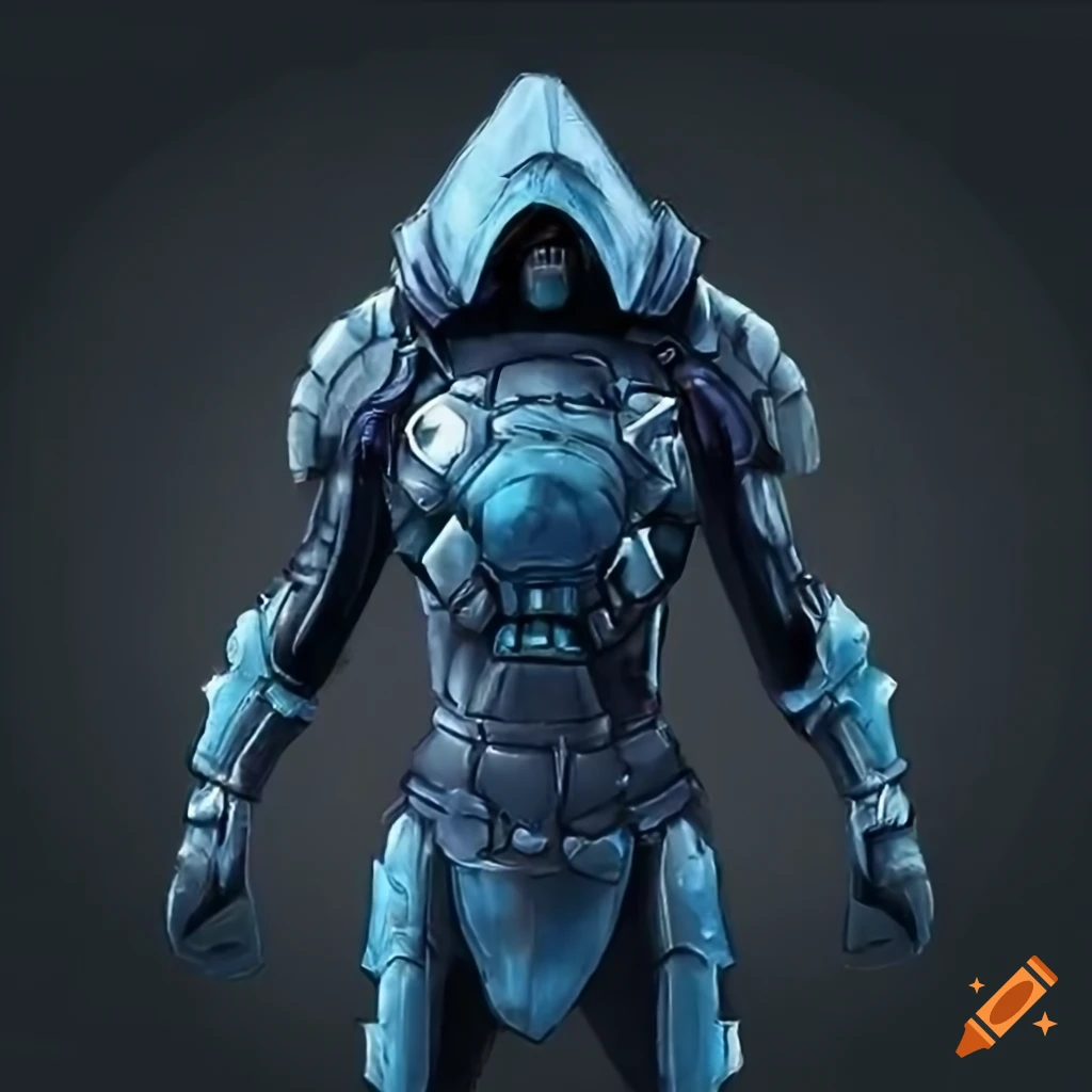 Sci-fi assassin in dark blue high tech armor on Craiyon