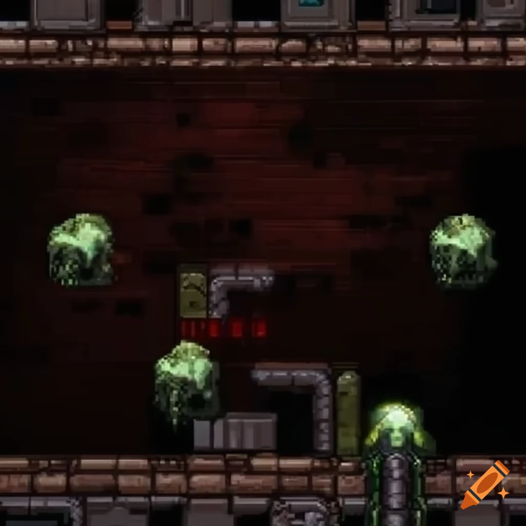 Creepy crateria tiles from metroid zero mission on Craiyon