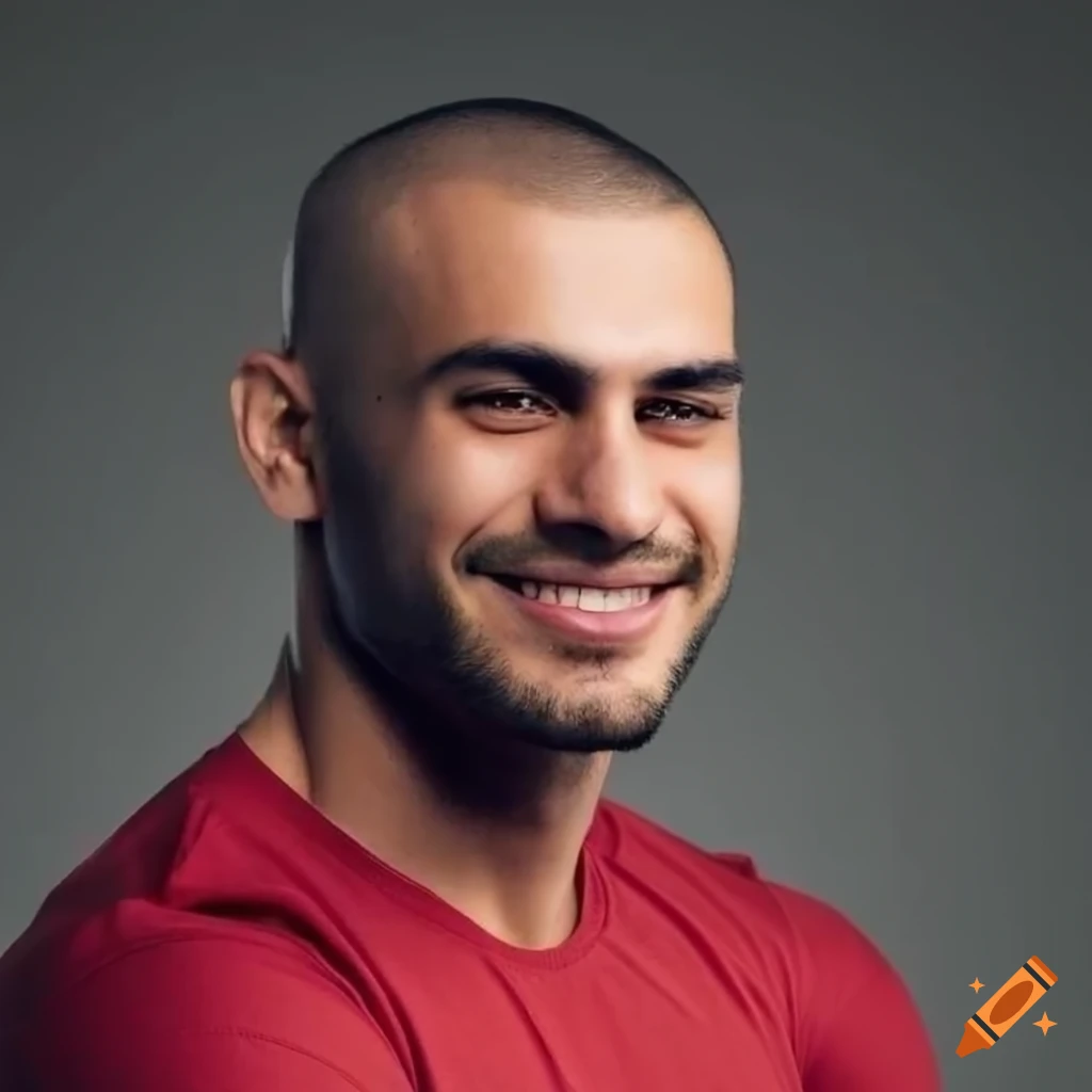 Smiling young turkish man in a red t-shirt