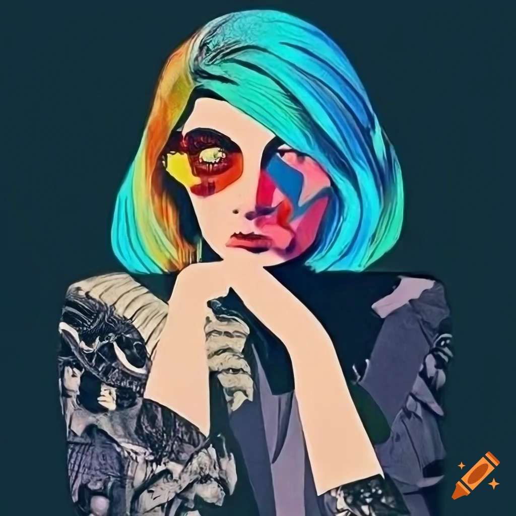 Collage art of retro horror movie poster on Craiyon