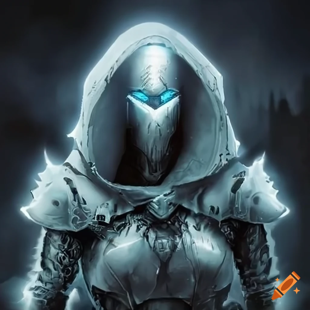 Image of a futuristic white knight with nanomachines on Craiyon
